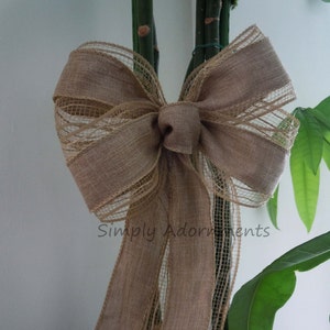 Natural Mesh Burlap Bow, Farmhouse Bow, Farmhouse Burlap Wreath Bow ...