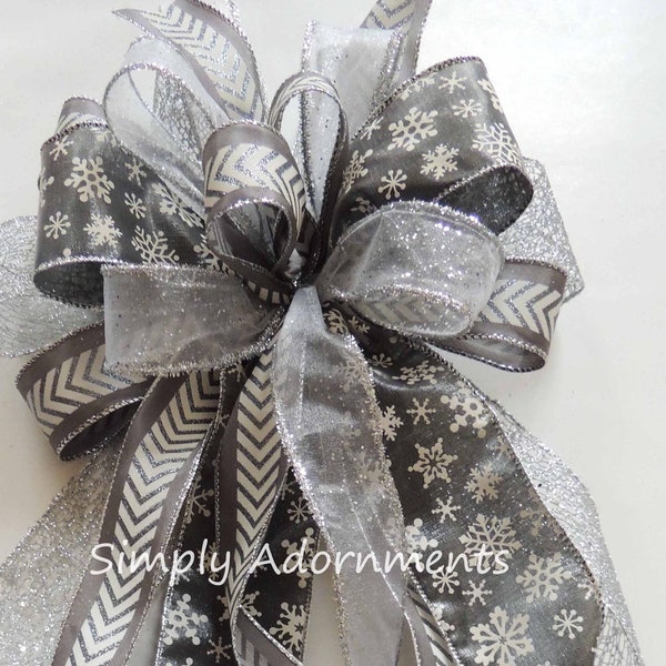 Silver Christmas Bow - Etsy