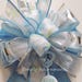 Blue Baby Shower Bow, Baby Boy Gift Bow, Blue Silver Baby Shower Bow ...