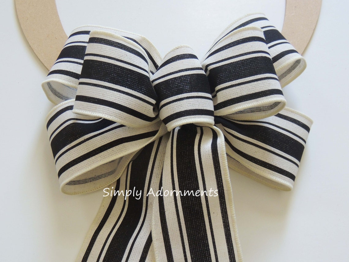 Grey Cream Farm Bow, French Country Bow, Farmhouse Wreath Bows, Rustic ...