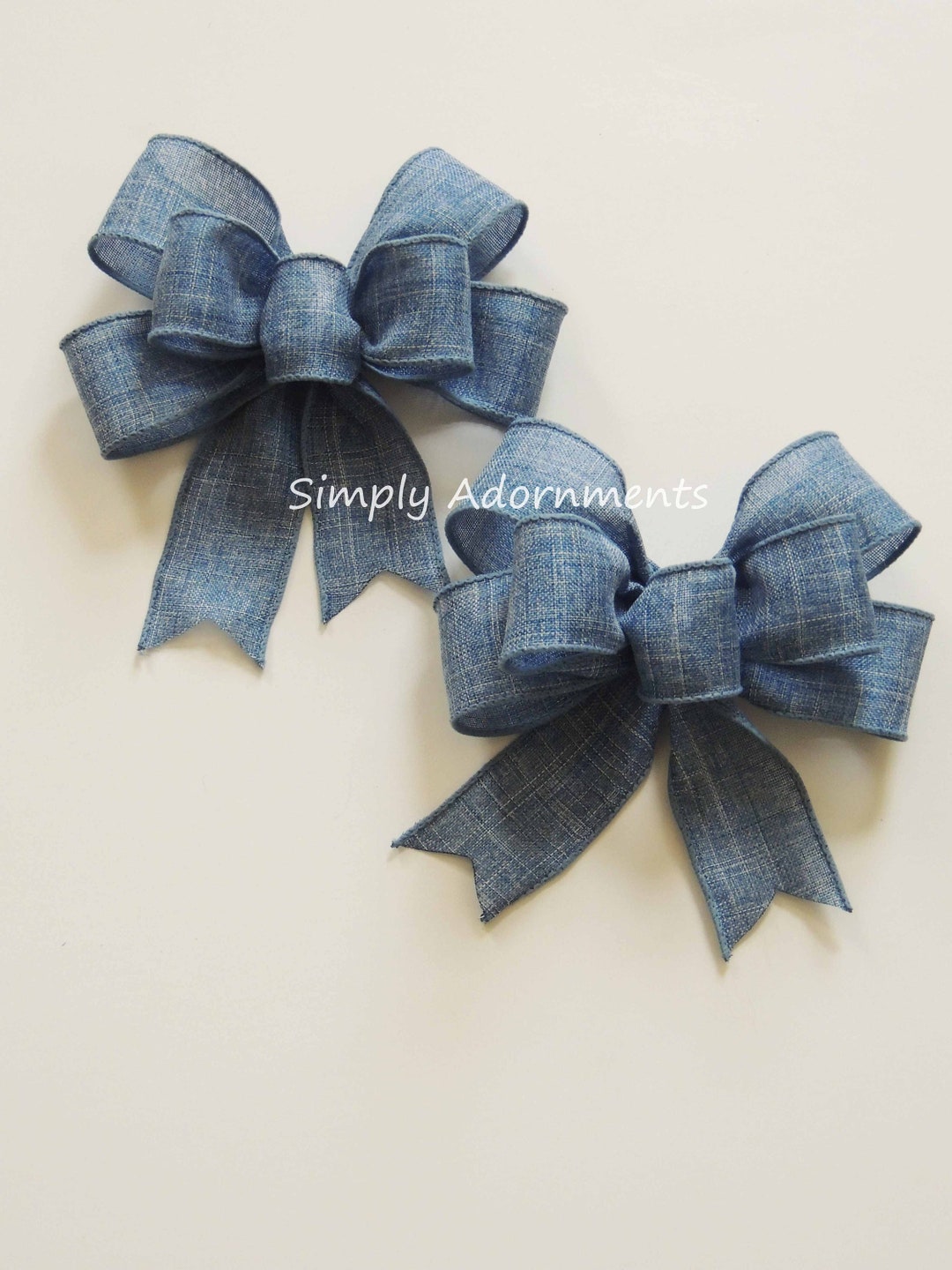 Set of 2 Mini Blue Denim Bows, Denim Baby Shower Bows, Blue Denim Tree ...