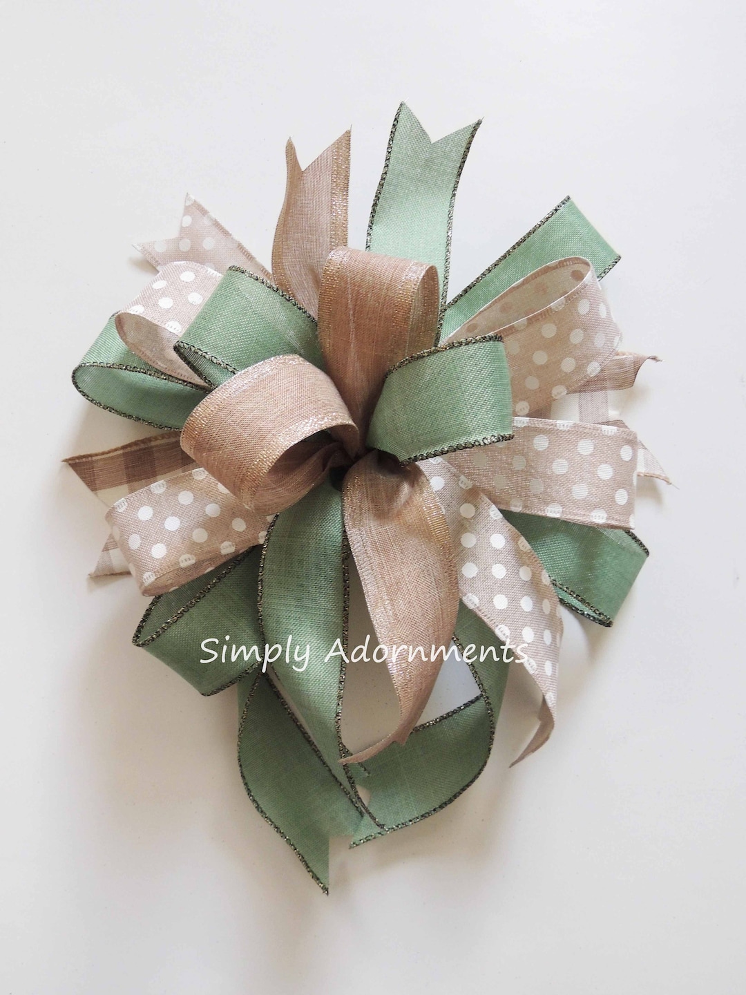 Sage Green Farmhouse Bow, Sage Green Wreath Bow, Cottage Door Bow ...