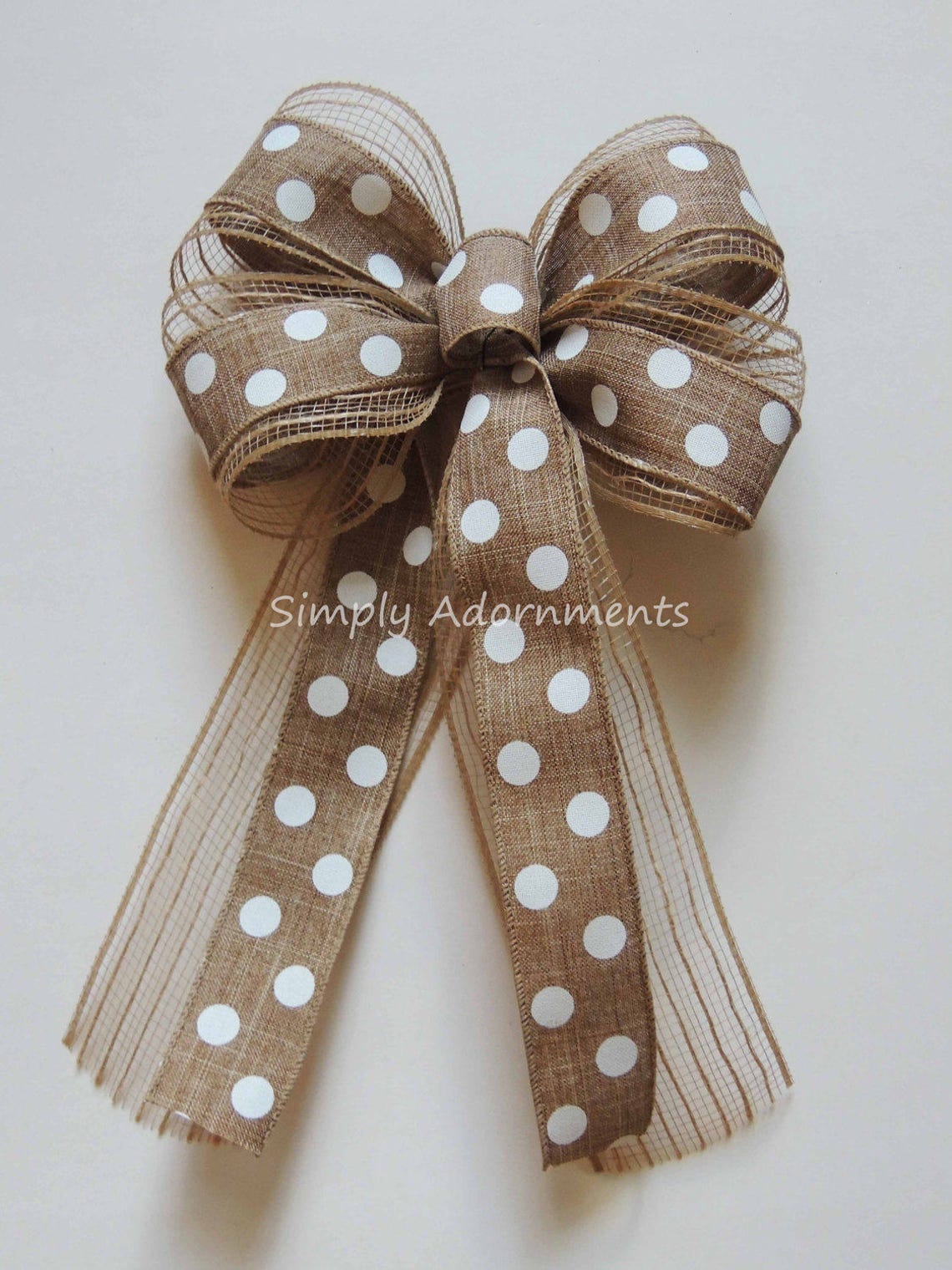 Natural Mesh Burlap Bow, Farmhouse Bow, Farmhouse Burlap Wreath Bow ...