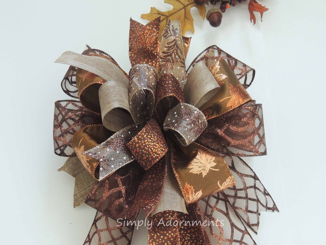 Fall Leaf Lantern Bow Thanksgiving Fall Leaf Wreath Bows Etsy
