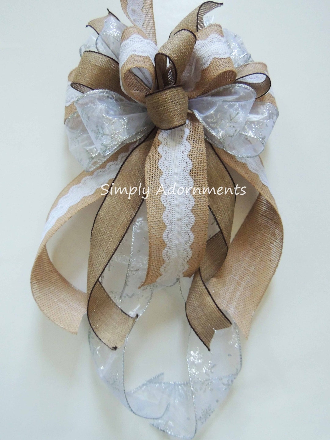 Farmhouse Burlap Christmas Bow, Farmhouse Snowflake Christmas Bow ...