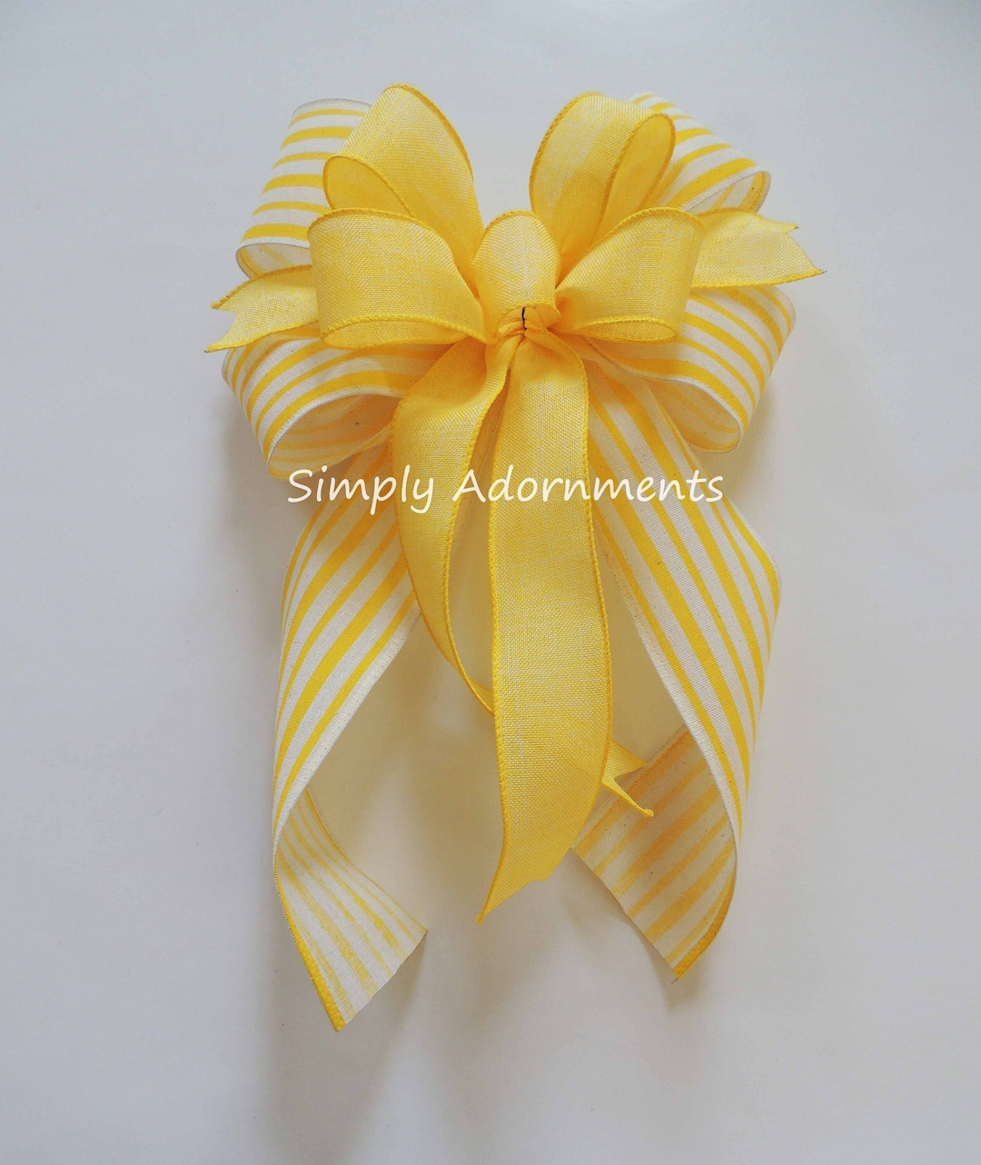 Yellow Striped Bow, Yellow Stripe Door Hanger Bow, Yellow Lantern Bows ...