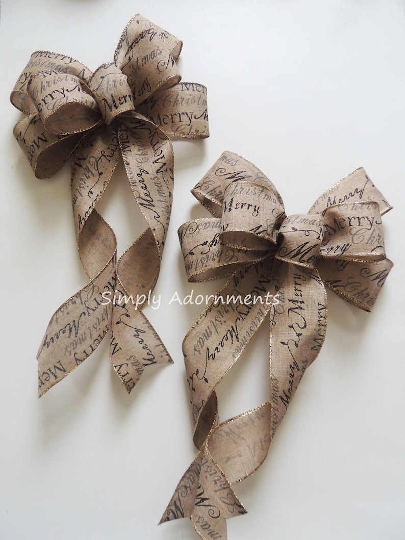 Rustic Burlap Farmhouse Christmas Bow Christmas Holidays - Etsy