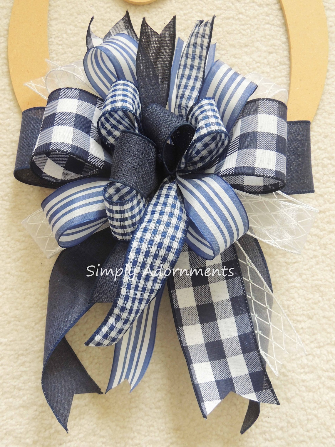 Farmhouse Navy Buffalo Check Bow Navy White Check Bow Navy - Etsy
