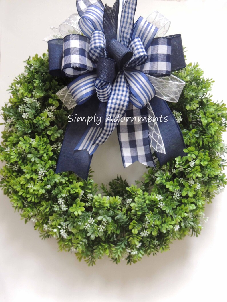 Farmhouse Navy Buffalo Check Bow Navy White Check Bow Navy - Etsy