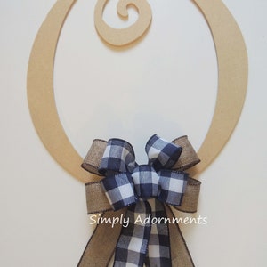 Farmhouse Navy Buffalo Check Gift Bow, Burlap Navy Check Door Bow ...