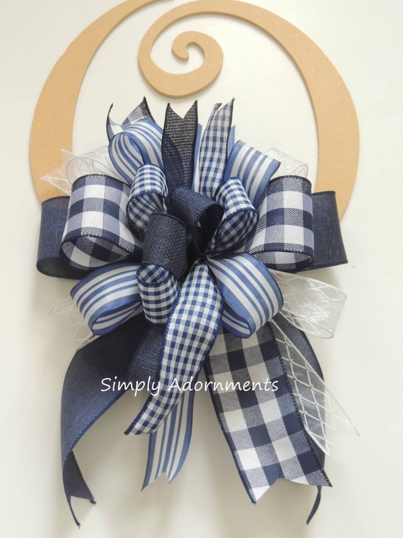 Farmhouse Navy Buffalo Check Bow Navy White Check Bow Navy - Etsy