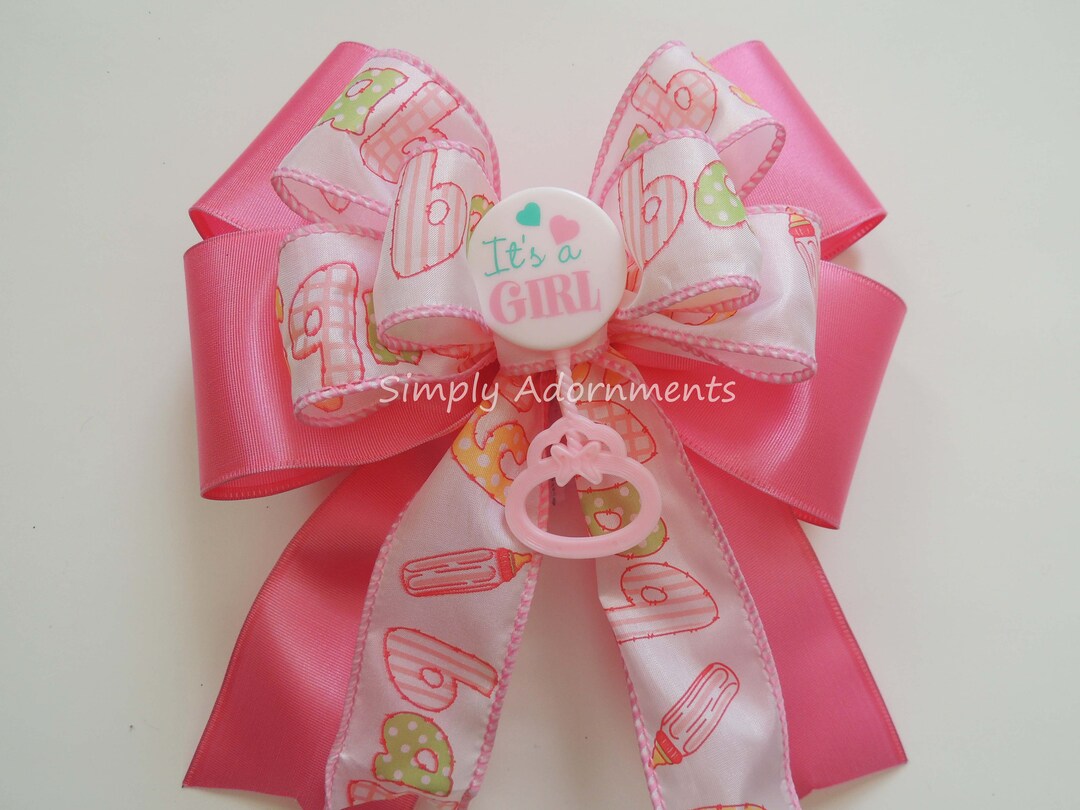 It's a Girl Bow, Baby Girl Shower Sign Bow, Gift Bow for Baby Girl ...