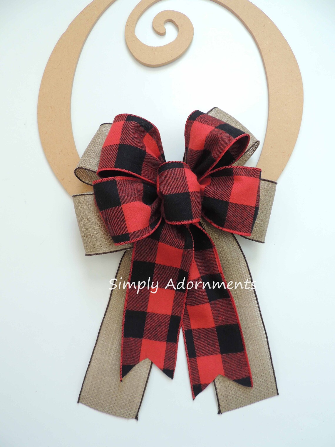 Farmhouse Red Black Check Bow Christmas Red Black Buffalo - Etsy