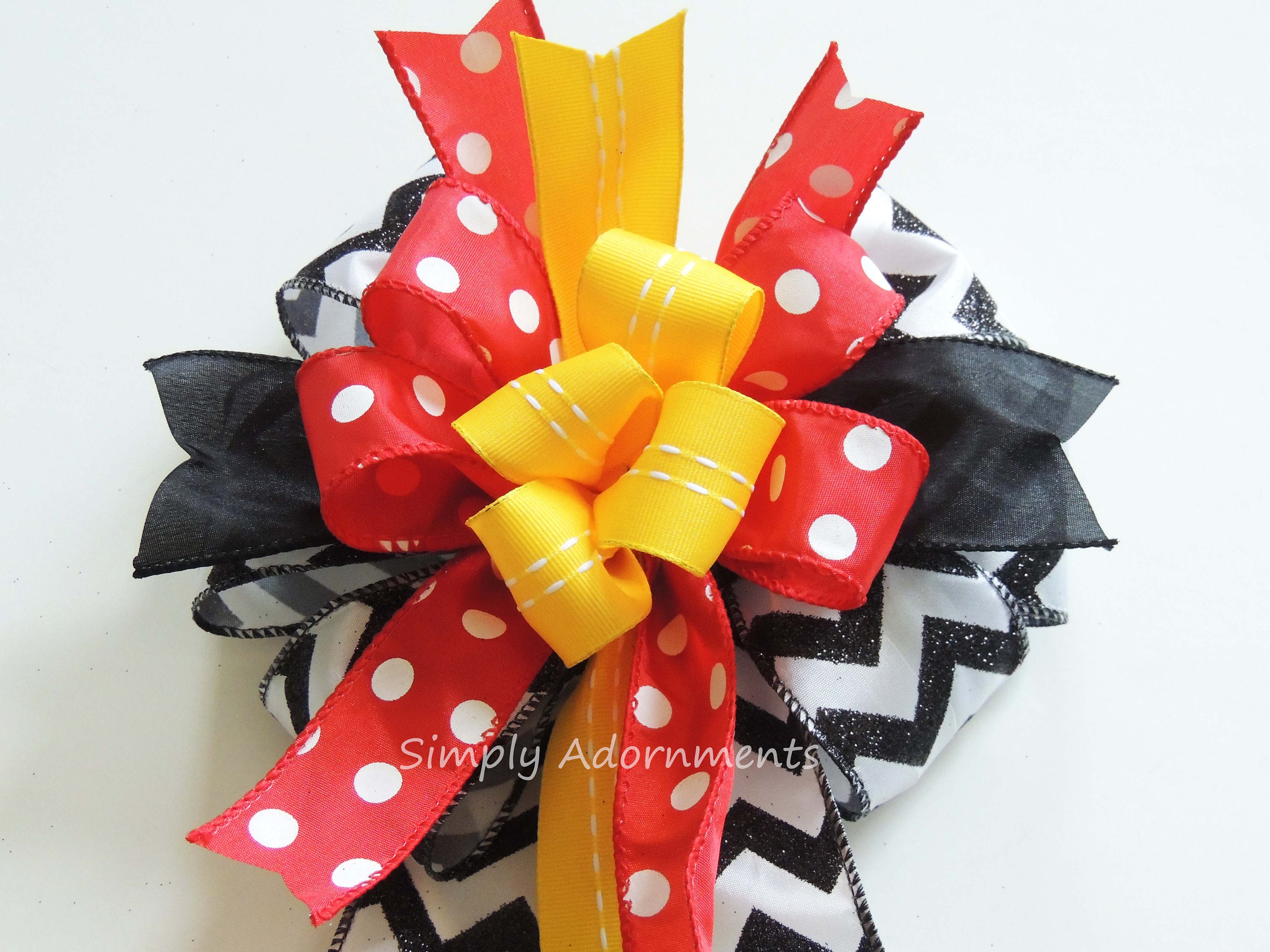 Mickey Disney Bow, Mickey Birthday Party Decorative bow, Black Red ...