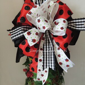 Ladybug Wreath Bow Lady Bug Baby Shower Decor Black Red Ladybug ...
