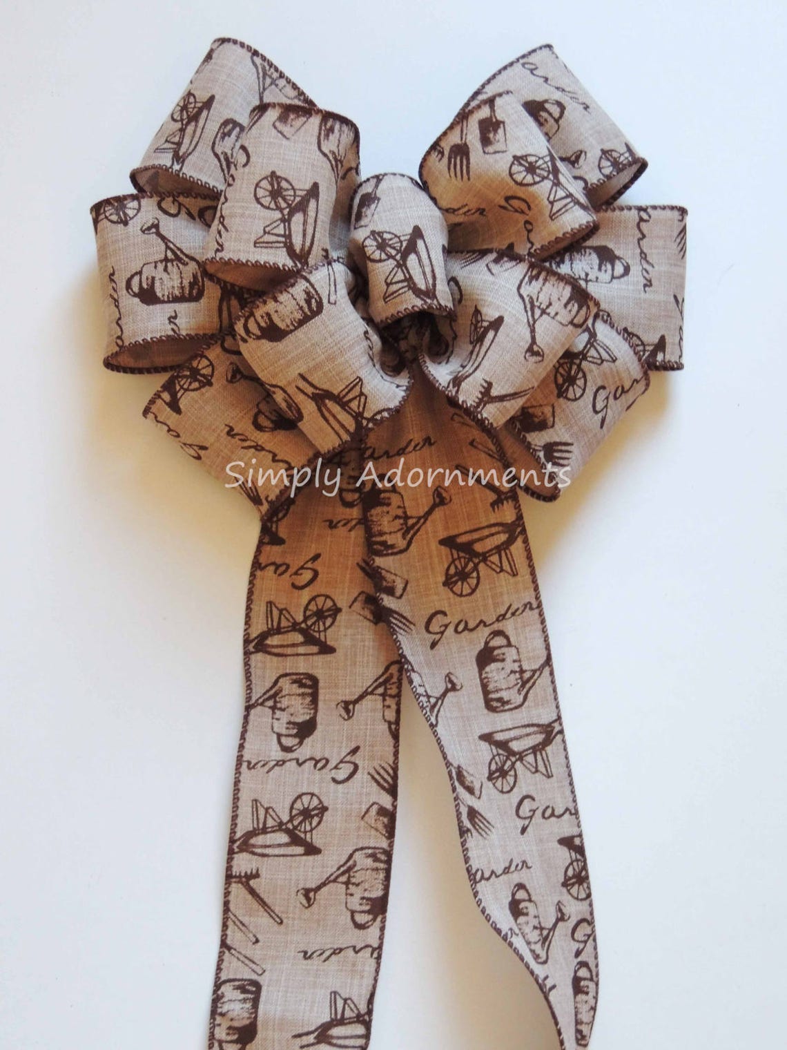 Rustic garden Wreath bow Garden pole Decor Bow Spring | Etsy