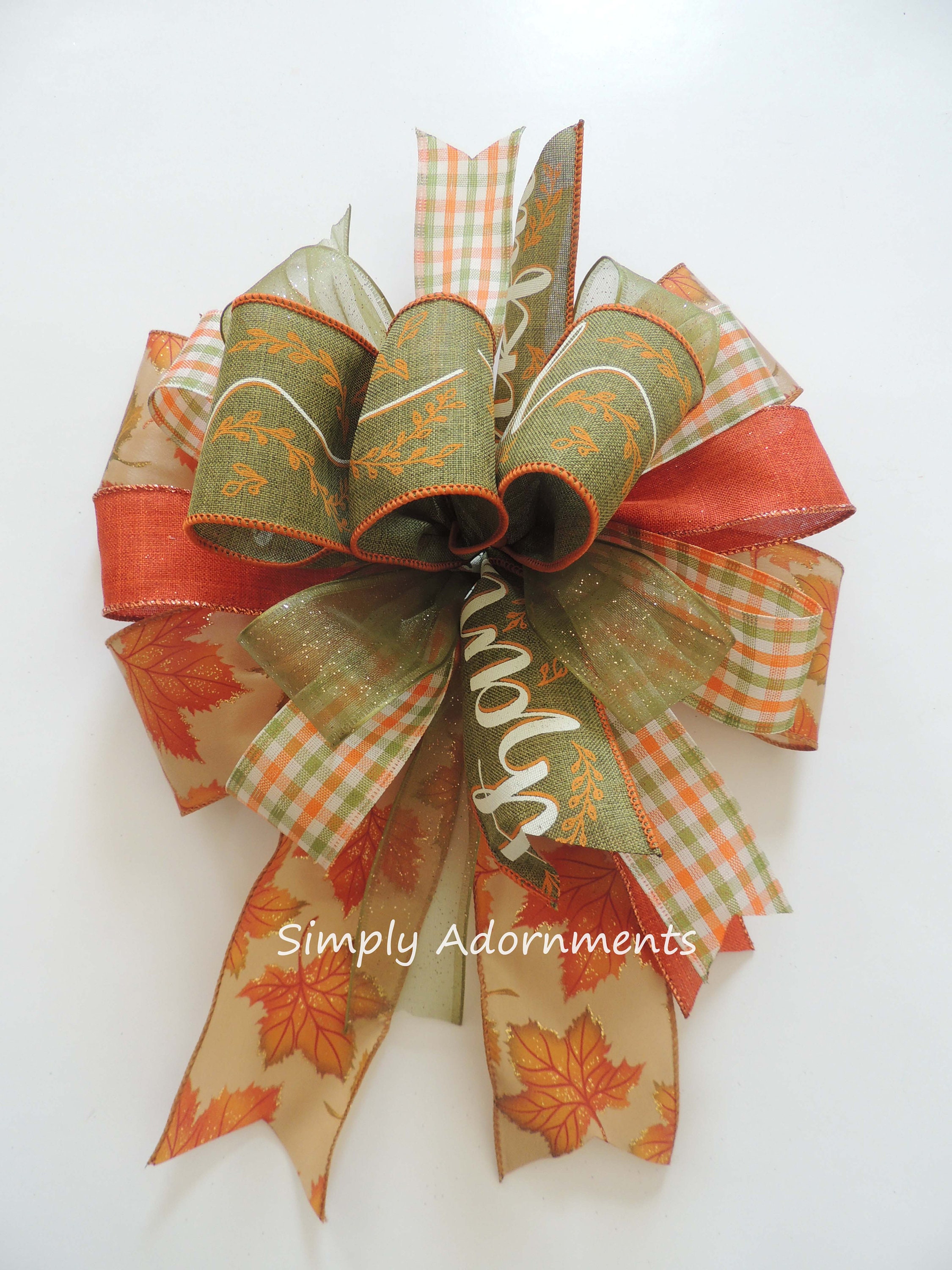 Fall Leaf Lantern Bow Thanksgiving Fall Leaf Wreath Bows Maple Leaves
