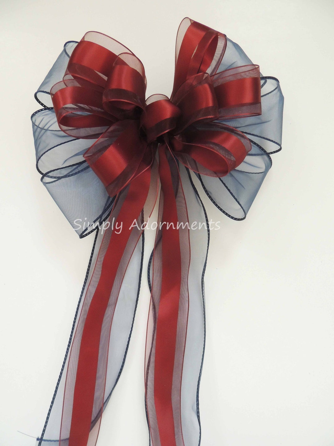 Navy Burgundy Bow, Navy Burgundy Wedding Pew Bow, Navy Cranberry ...