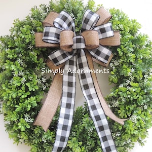 Vintage Burlap Ribbon Bow, Farmhouse Check Bows, Rustic Burlap Ribbon ...