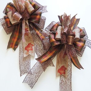 Funky Fall Plaid Bow, Fall Lantern Bow, Thanksgiving Wreath Bow, Maple ...
