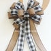Vintage Burlap Ribbon Bow, Farmhouse Check Bows, Rustic Burlap Ribbon ...