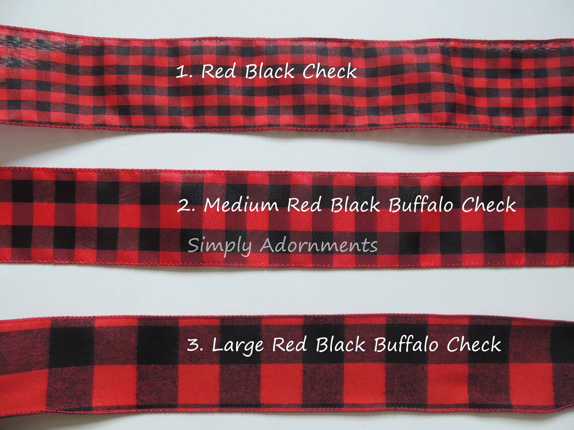 Farmhouse Red Black Check Bow Christmas Red Black Buffalo - Etsy