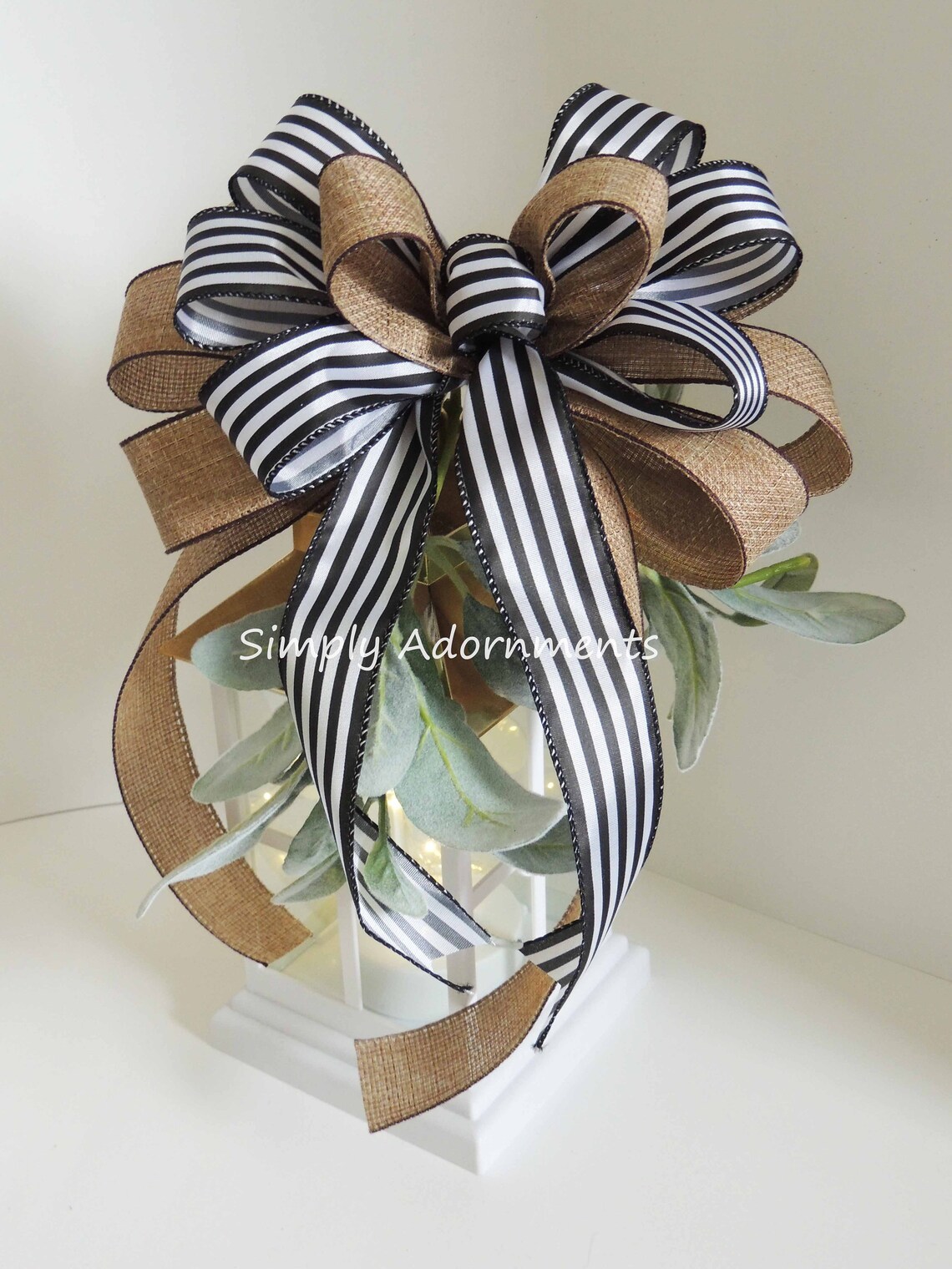 Vintage Burlap Ribbon Bow Farmhouse Check Bows Rustic Burlap | Etsy