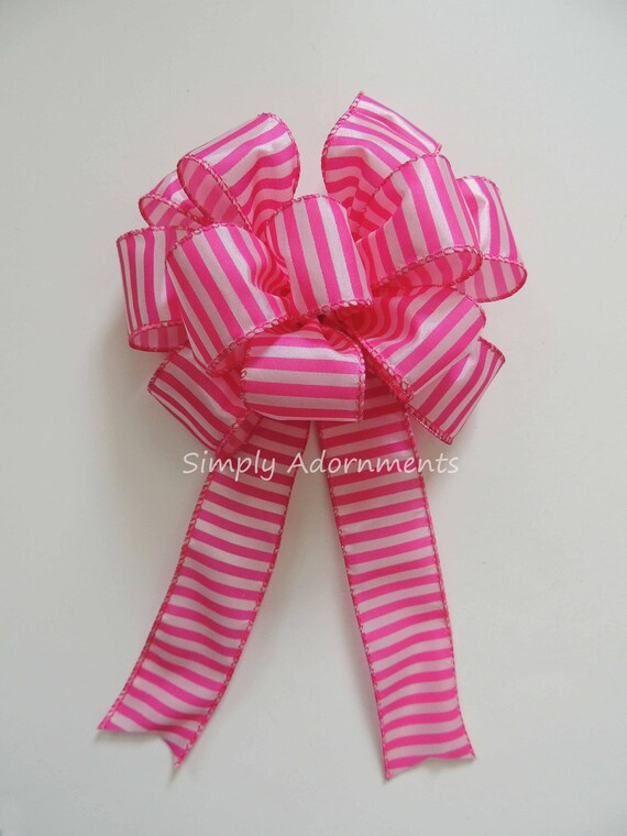 Pink Stripes Bow Pink Spring Summer gift basket Bow Pink Spring Stripes ...
