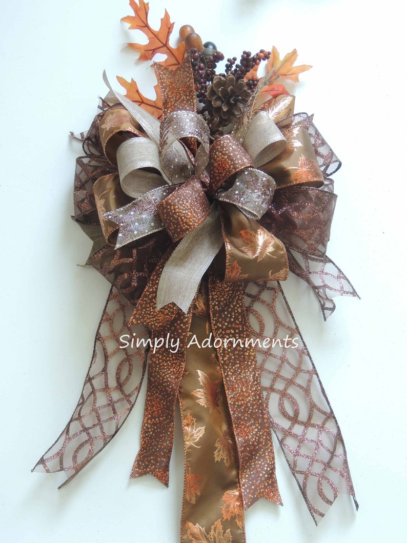 Fall Leaf Lantern Bow Thanksgiving Fall Leaf Wreath Bows Etsy