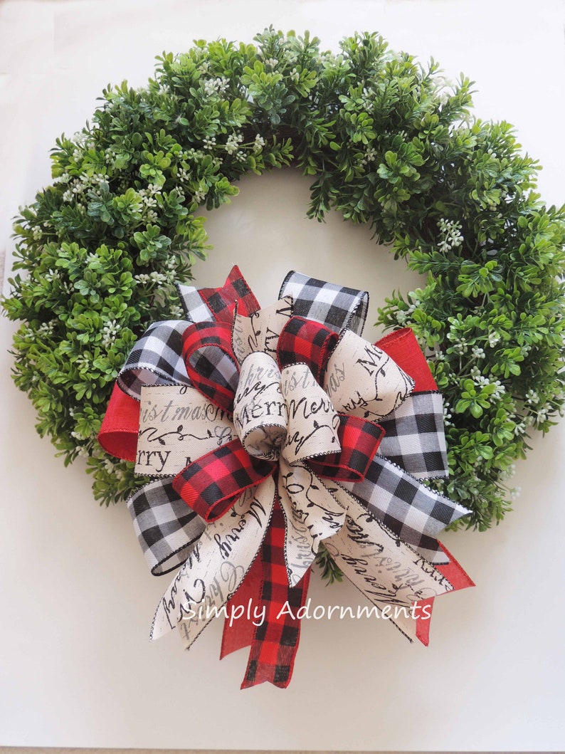 Red Black Check Christmas Tree Bow Christmas Scripts Bow Red - Etsy