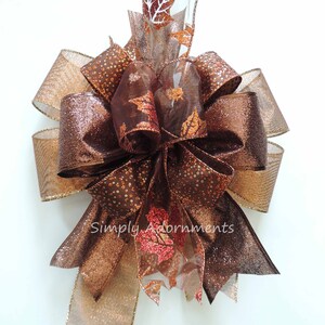 Bronze Brown Fall wreath Bows Fall Lantern Swag Bow | Etsy