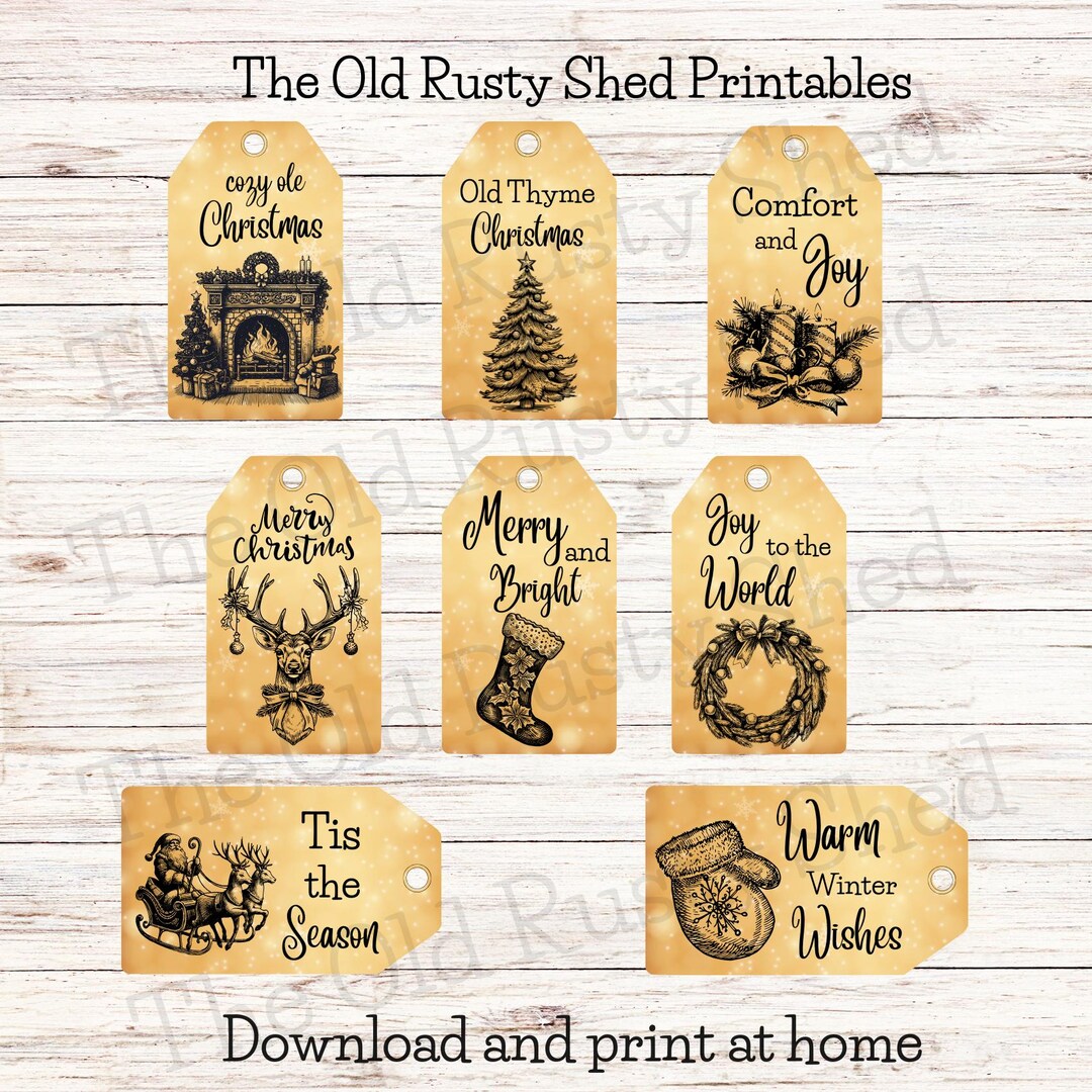 Rustic Snowman Gift Tags Printable, Winter Christmas Tags Digital ...