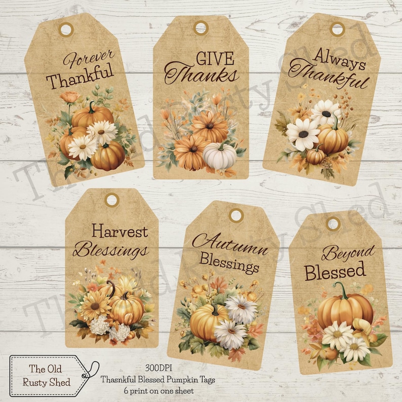 Printable Fall Tags | Thanksgiving Tags | Grateful Harvest Blessings ...