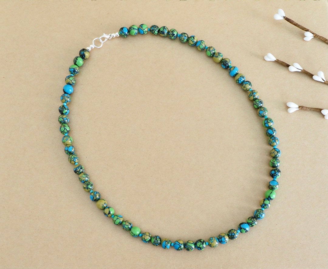 Men’s Matrix Turquoise Beaded Necklace Multi-color Men’s Stone Necklace ...