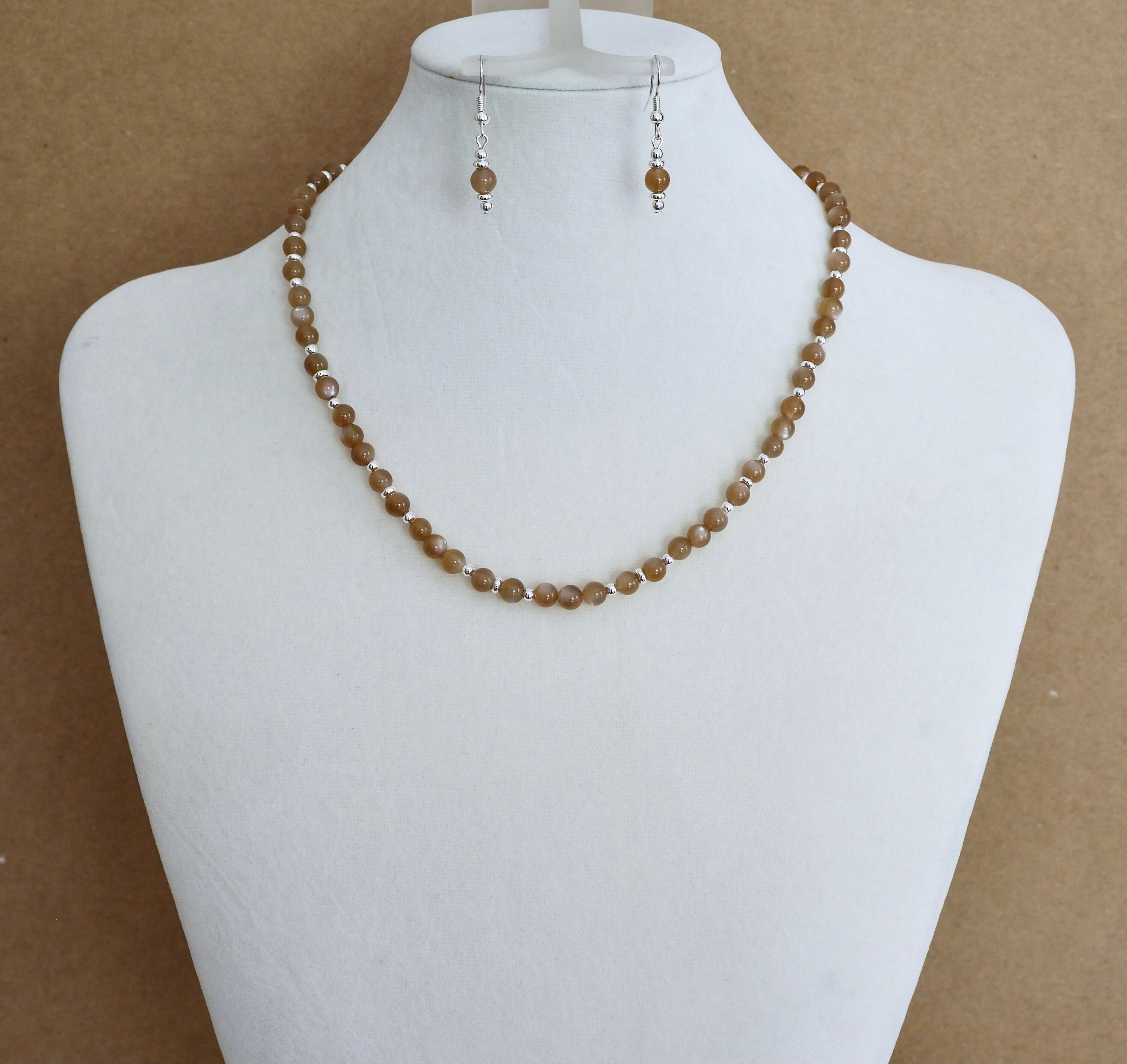 Moonstone Brown Necklace Set Brown Moonstone and Silver Necklace ...