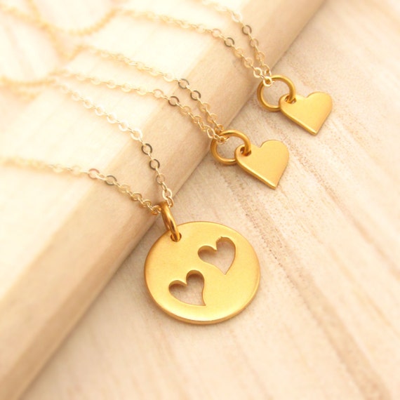 Gold Mutter Tochter Halskette Set Mutter von zwei 2 Töchtern | Etsy.de