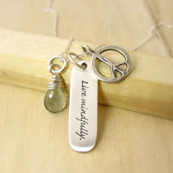 World Peace Jewelry Peace Sign Necklace Live Mindfully | Etsy