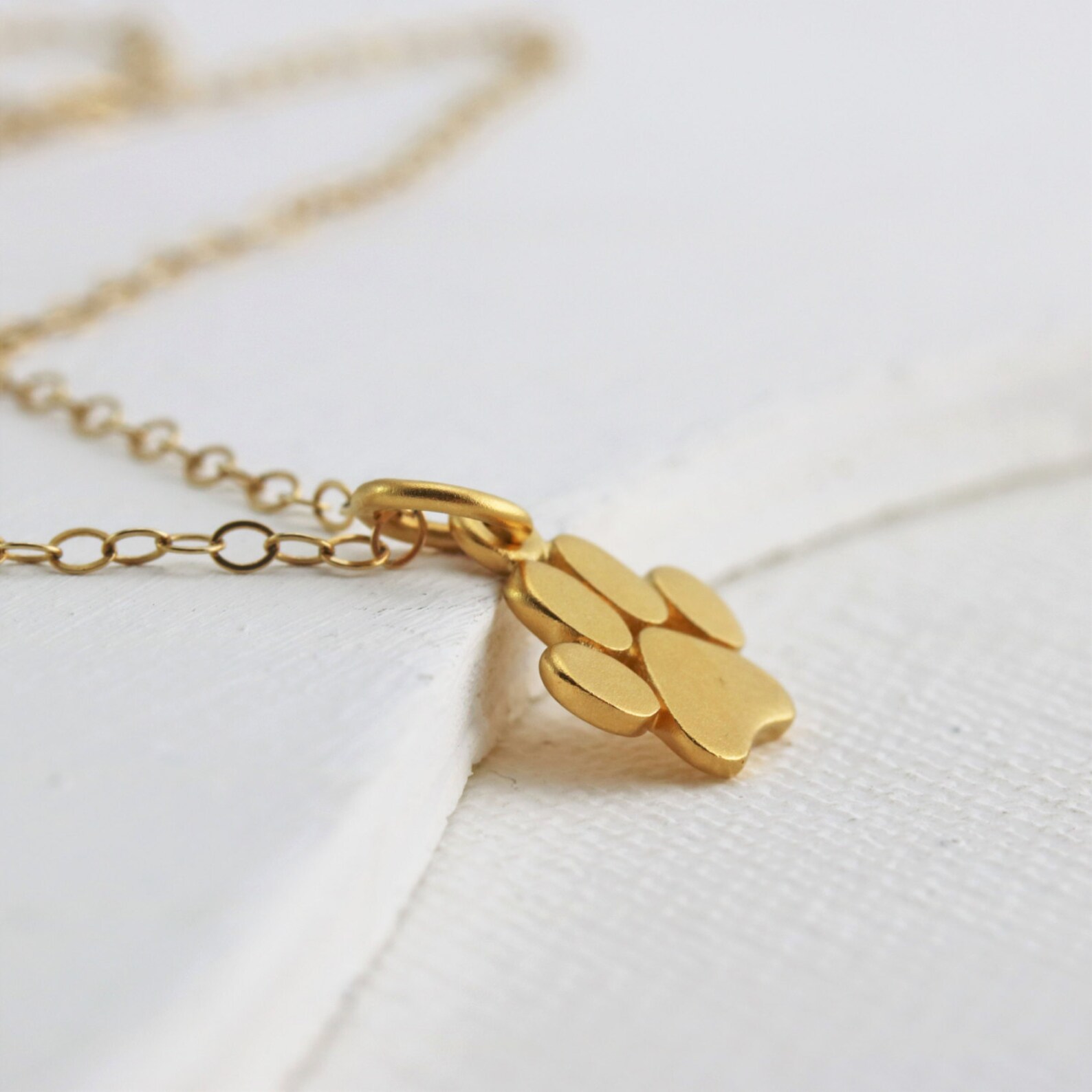 Gold Paw Necklace Tiny Paw Print Necklace Vermeil Paw | Etsy