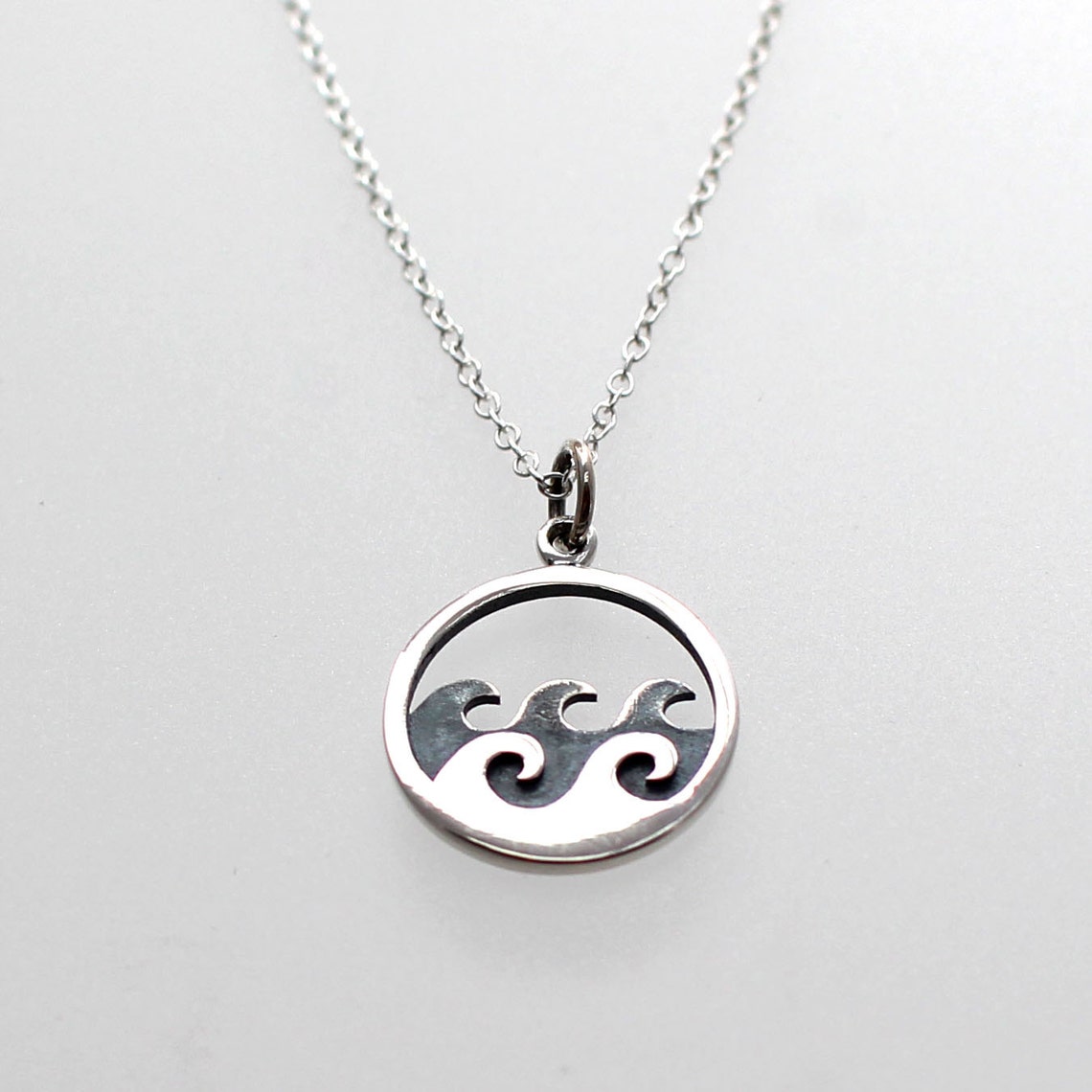 Waves Necklace Sterling Silver Waves Pendant Surfer - Etsy