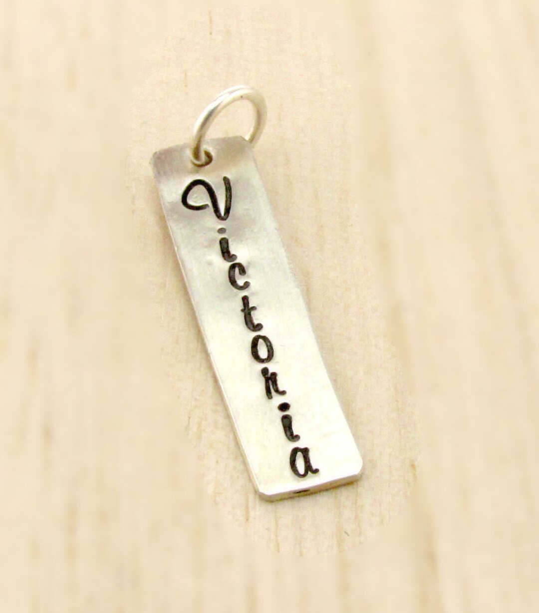 ADD A NAME Tag Rectangle Tag Vertical Bar Name Date Sterling Silver ...