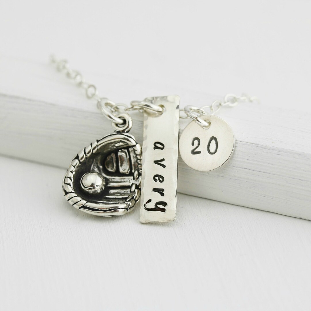 Personalized Baseball Necklace sterling Silver Baseball or - Etsy