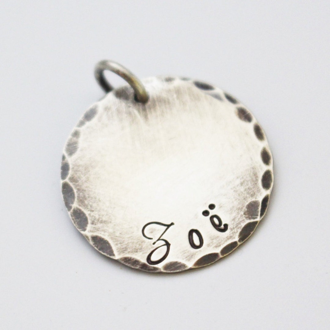 ADD A NAME Disc Large Rustic or Shiny Hand Stamped Sterling Silver Name ...