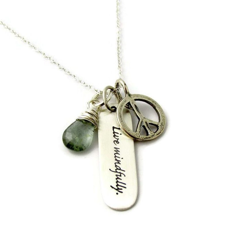World Peace Jewelry Peace Sign Necklace Live Mindfully | Etsy