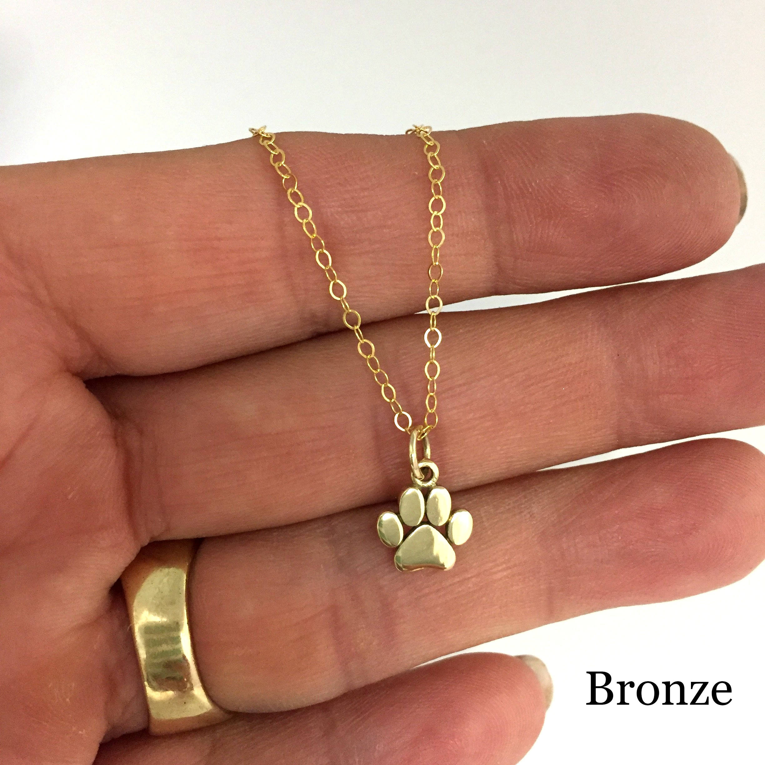Gold Paw Print Necklace tiny Gold Paw Print Necklace Paw | Etsy