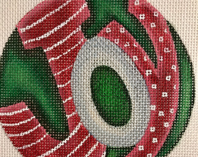 Hand Painted Needlepoint Canvas Gingerbread Man Wreath 18 Count 4 ...