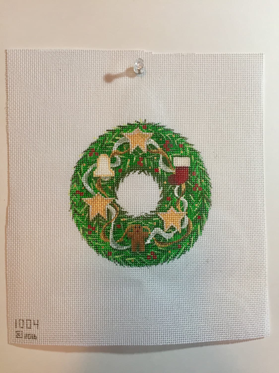 Hand Painted Needlepoint Canvas Gingerbread Man Wreath 18 Count 4 ...