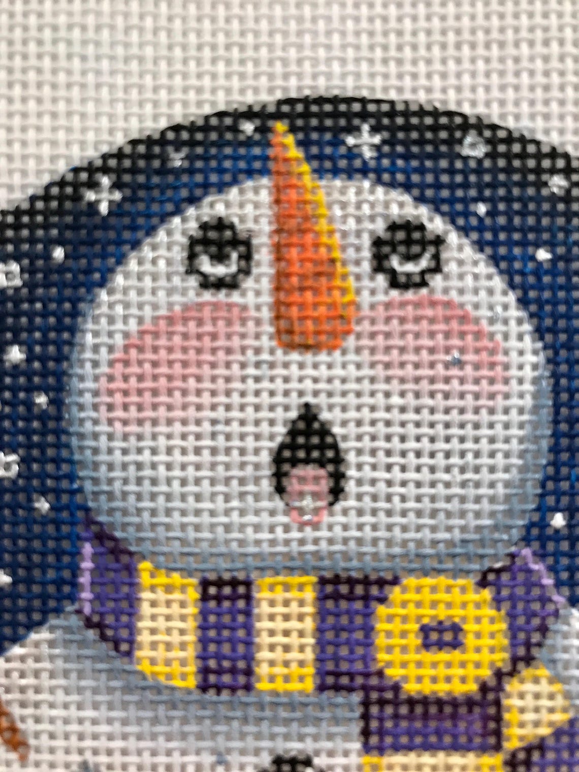 Hand Painted Needlepoint Canvas Snowman 18 Count 4 - Etsy