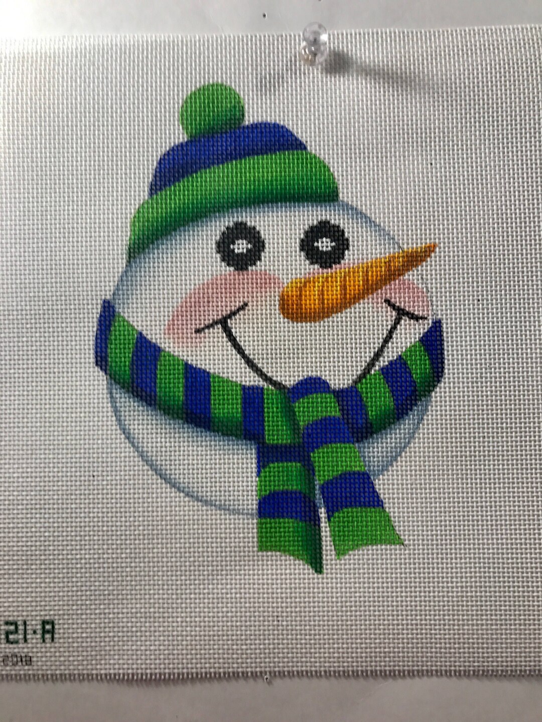 Hand-painted Snowman Needlepoint Canvas: 18 Ct Zwigart Ornament - Etsy