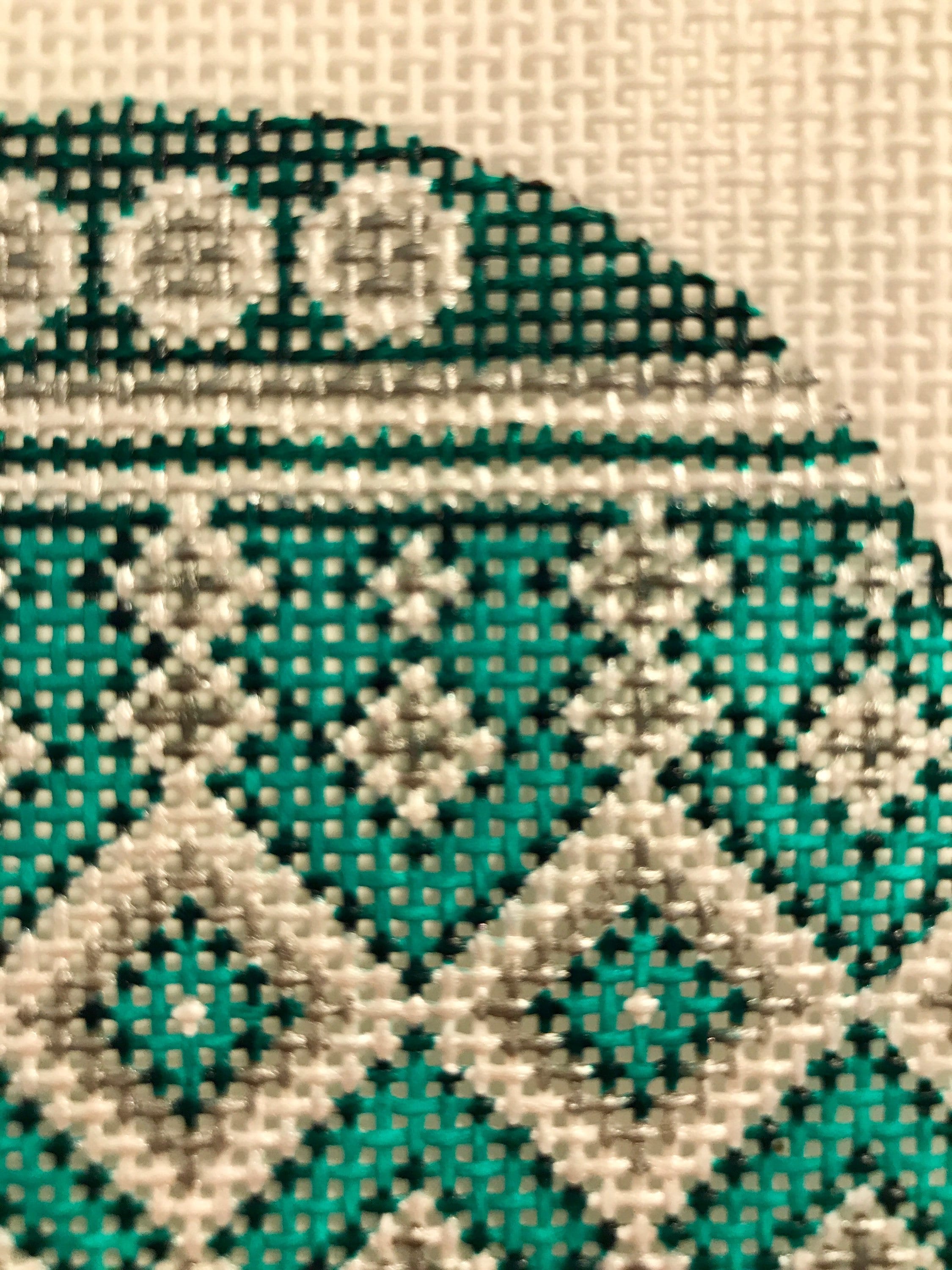 Hand Painted Needlepoint Canvas 13 Mesh Teal and Silver - Etsy
