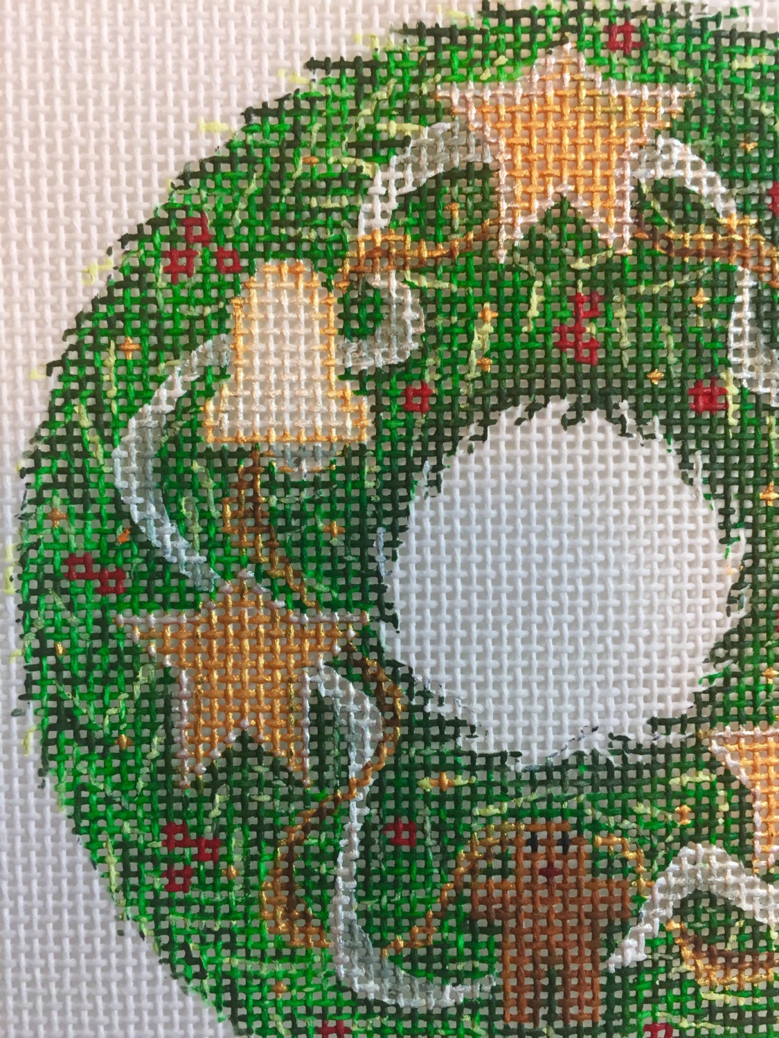 Hand Painted Needlepoint Canvas Gingerbread Man Wreath 18 Count 4 ...